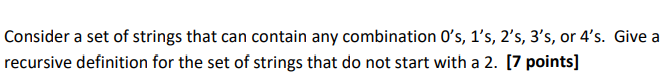 Solved Consider a set of strings that can contain any | Chegg.com