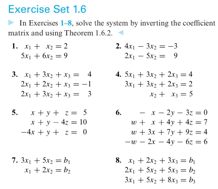 Solved Exercise Set 1.6 In Exercises 1-8, solve the system | Chegg.com Solved Exercise Set 1.6 In Exercises 1-8, solve the system | Chegg.com