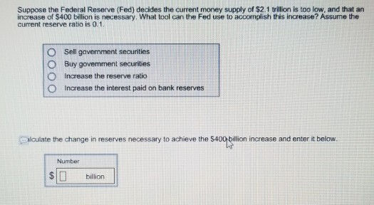 Solved Suppose the Federal Reserve (Fed) decides the current | Chegg.com