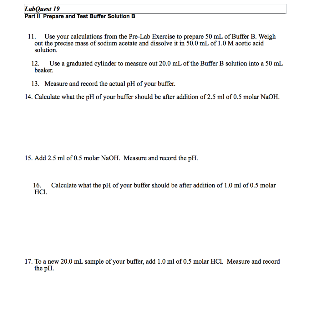 Solved Buffer Lab Experiment: please fill in the table on | Chegg.com