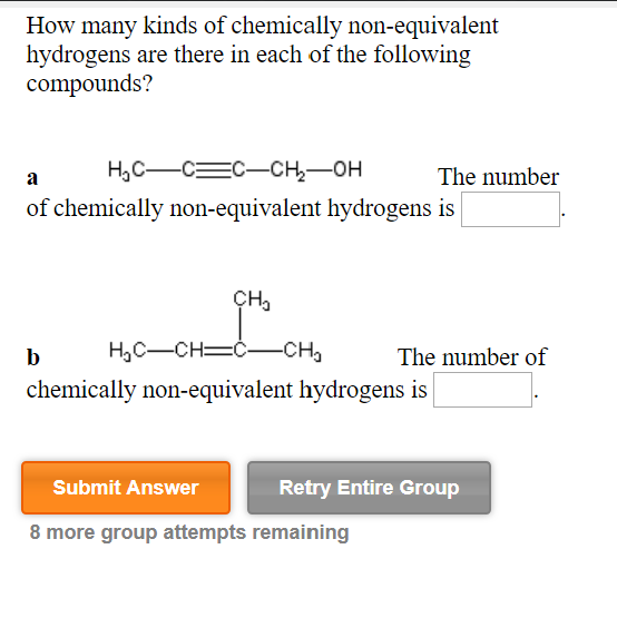 Solved How many kinds of chemically non-equivalent hydrogens | Chegg.com