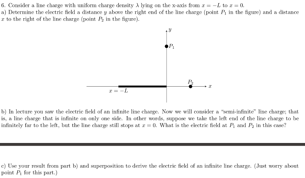 Solved 6. Consider a line charge with uniform charge density | Chegg.com