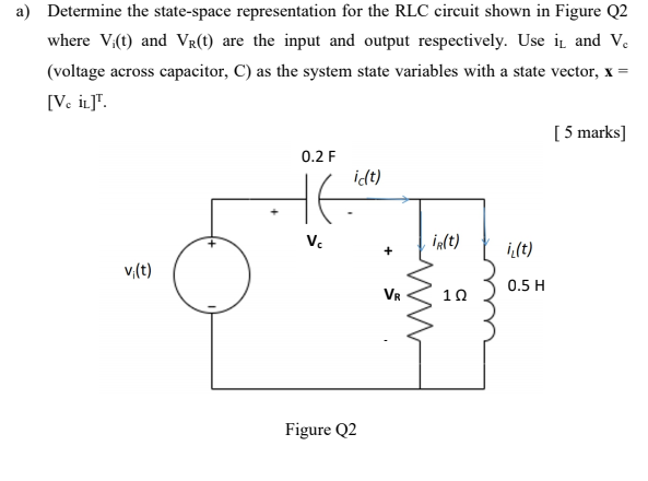 Solved a) Determine the state-space representation for the | Chegg.com