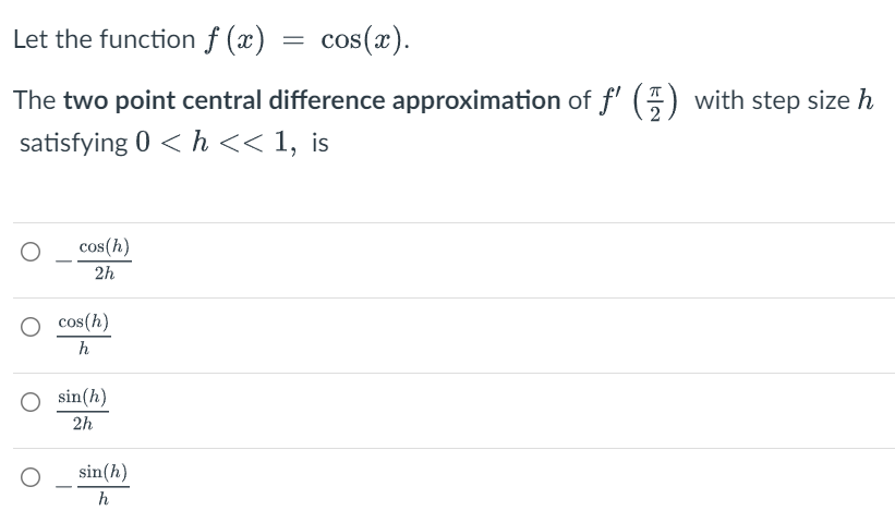 Solved = Let the function f (x) cos(x). The two point | Chegg.com