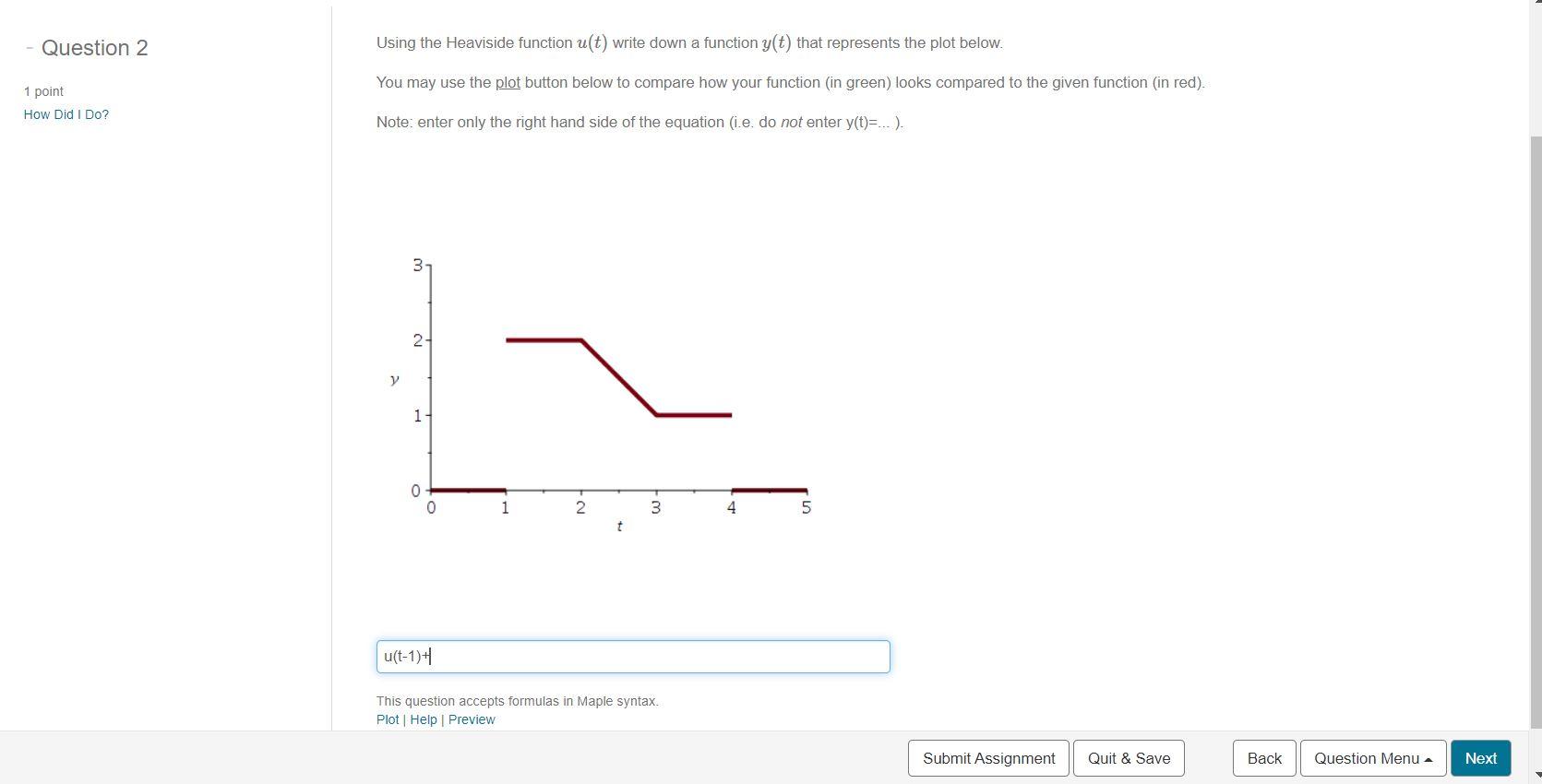 Solved Question 2 Using the Heaviside function u(t) write | Chegg.com