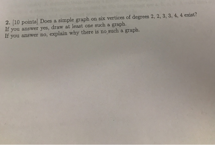 Solved 2 10 Points Does A Simple Graph On Six Vertices Of