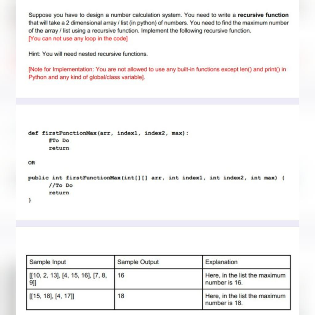 Solved I want answer in python without using built-in | Chegg.com
