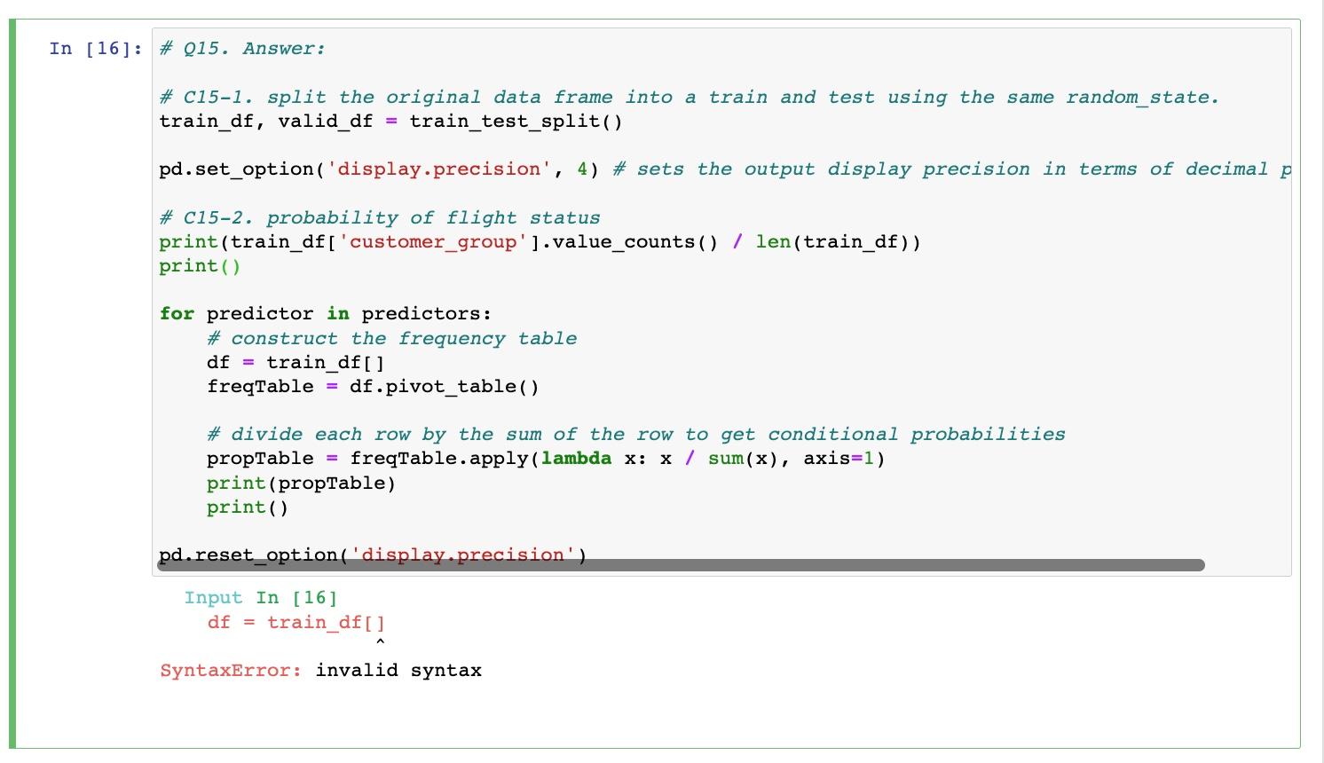 Solved \# Q15. Answer: \# C15-1. split the original data | Chegg.com