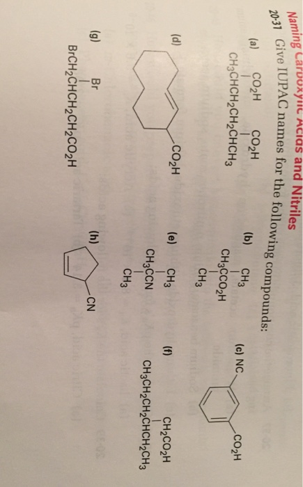 Solved and Nitriles ming La rbOR yTC Acias ve IUPAC names | Chegg.com