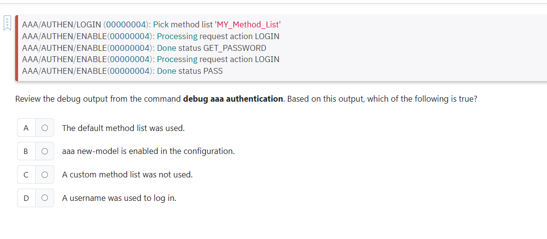 High Quality SOLUTION AAA/AUTHEN/LOGIN (00000004): Pick method list ...