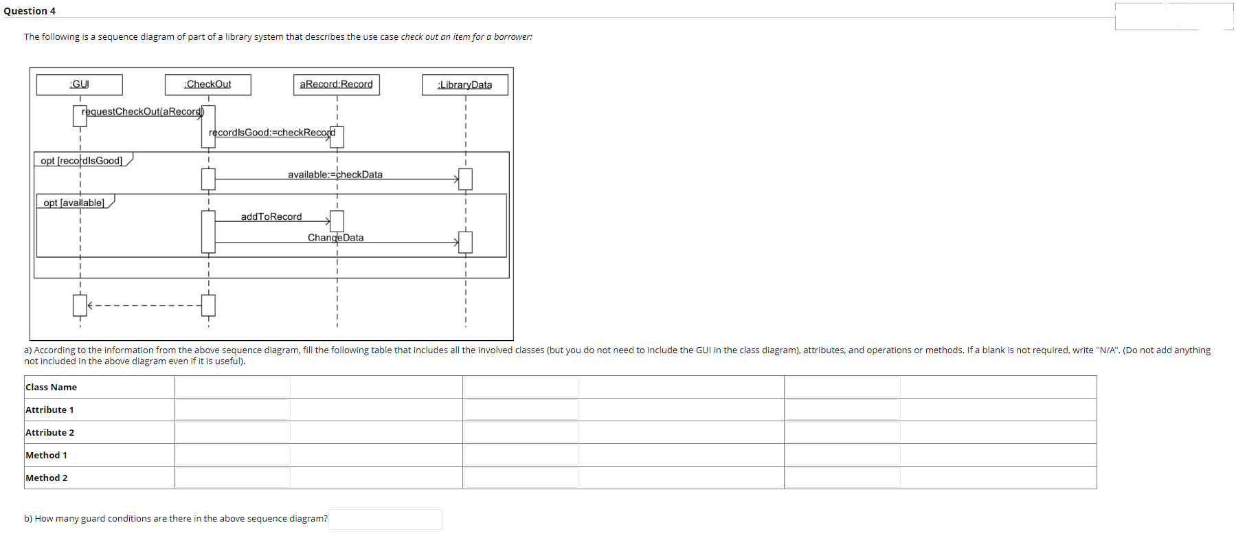 Solved Question 4 The following is a sequence diagram of | Chegg.com
