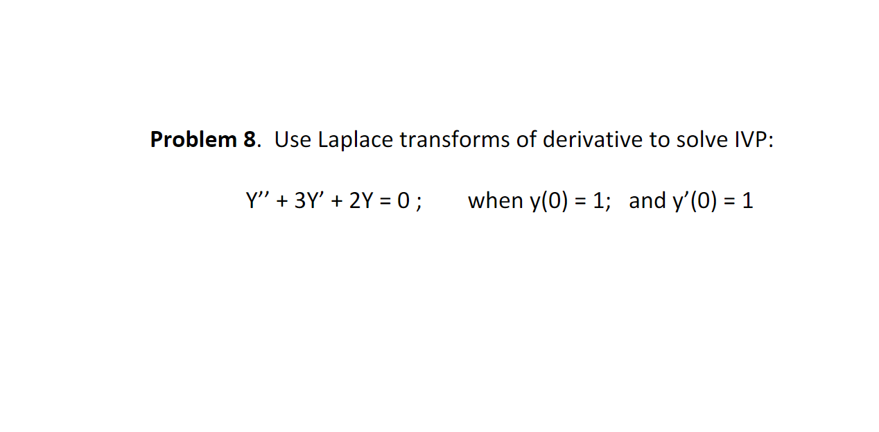Solved Problem 8. Use Laplace transforms of derivative to | Chegg.com