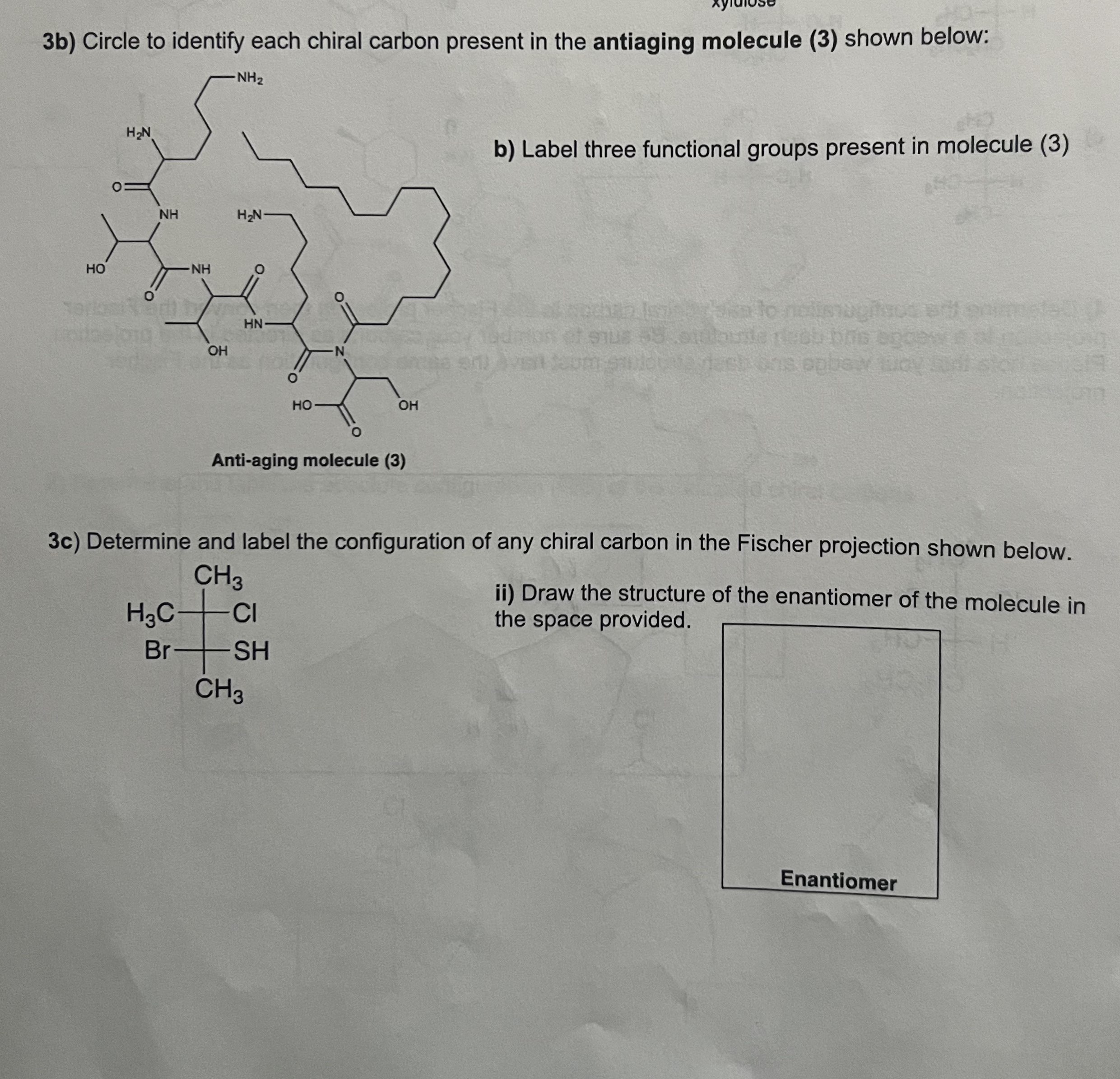 Solved 3b) Circle to identify each chiral carbon present in | Chegg.com