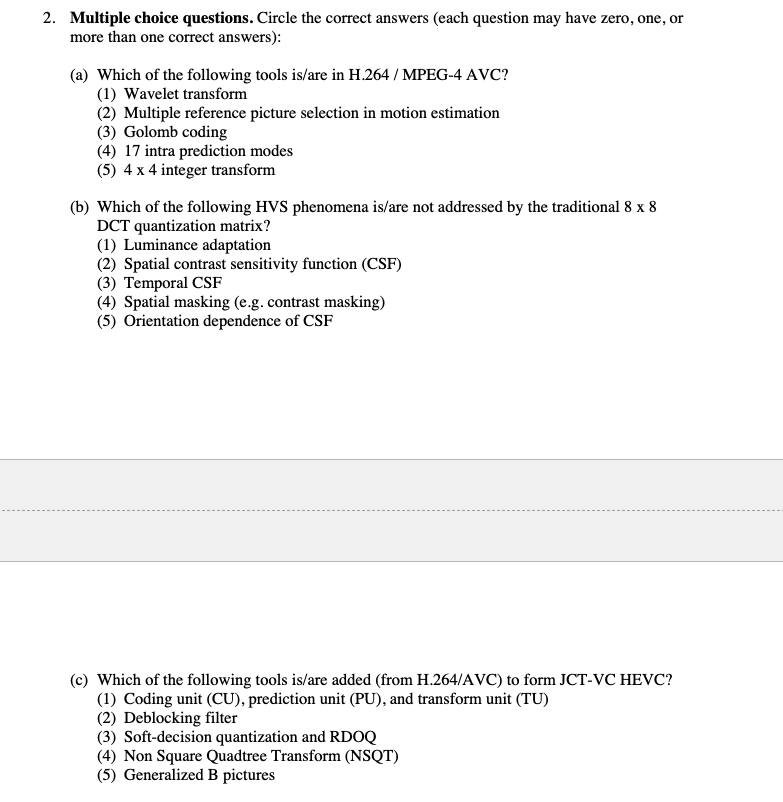 Solved 2. Multiple choice questions. Circle the correct | Chegg.com