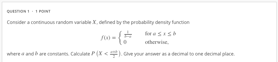 Solved QUESTION 1.1 POINT Consider a continuous random | Chegg.com