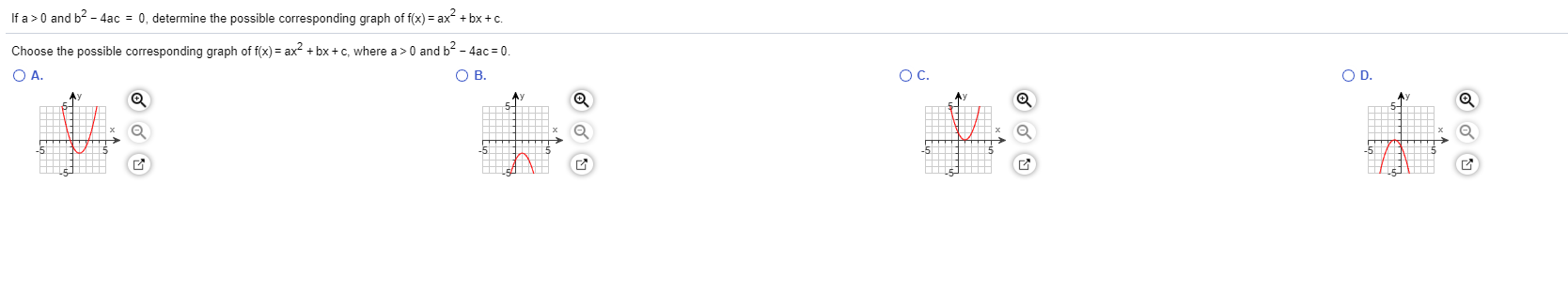 Solved If a>0 and b2 - 4ac = 0, determine the possible | Chegg.com