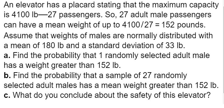 Solved An elevator has a placard stating that the maximum | Chegg.com