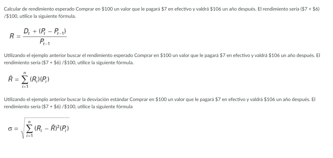 Solved Calcular de rendimiento esperado Comprar en $100 un | Chegg.com
