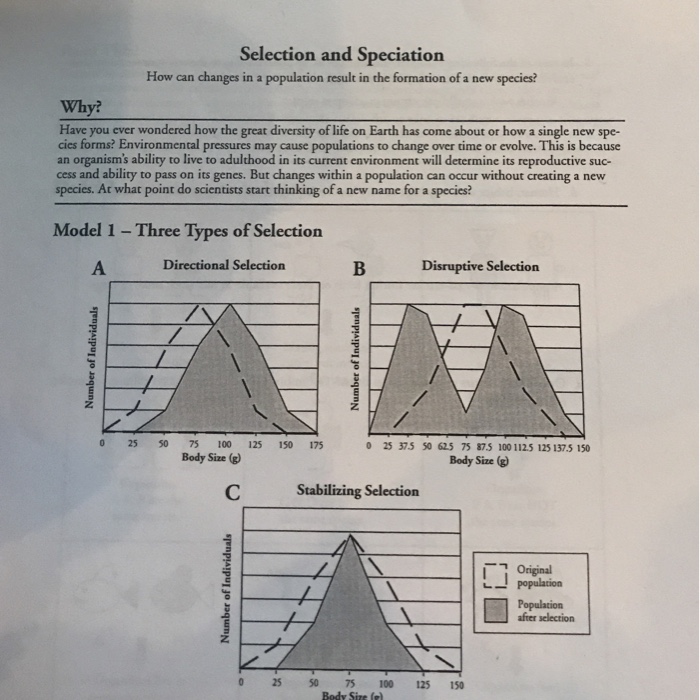 Solved Selection and Speciation How can changes in a | Chegg.com