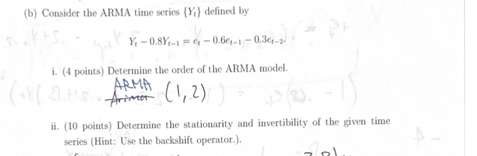 Solved (b) Consider the ARMA time series {Yt} defined by | Chegg.com