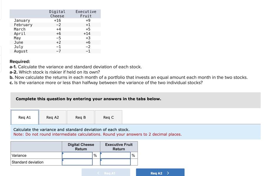 Solved Required: a-1. Calculate the variance and standard | Chegg.com