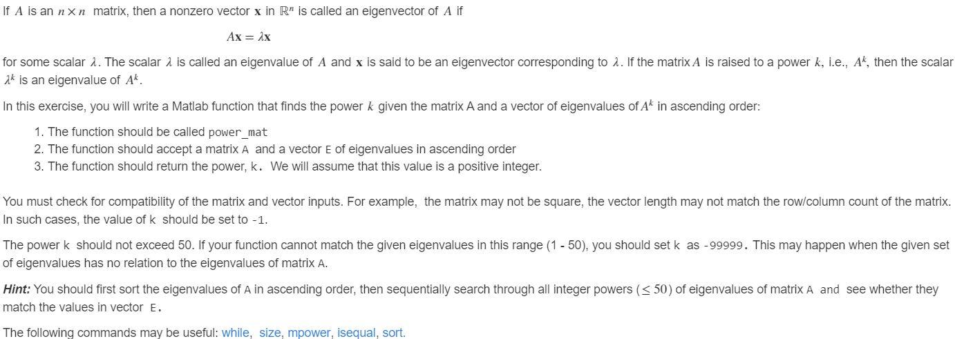 Solved If A is an nxn matrix, then a nonzero vector x in R" | Chegg.com