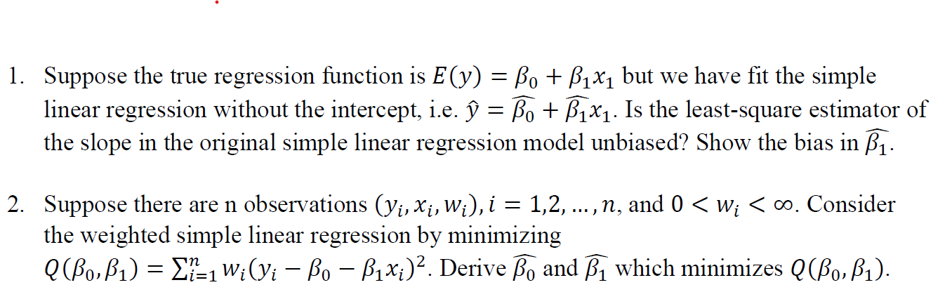 Solved 1. Suppose the true regression function is | Chegg.com