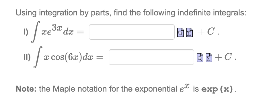 Solved Using integration by parts, find the following | Chegg.com