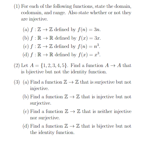Solved 1 For Each Of The Following Functions State The