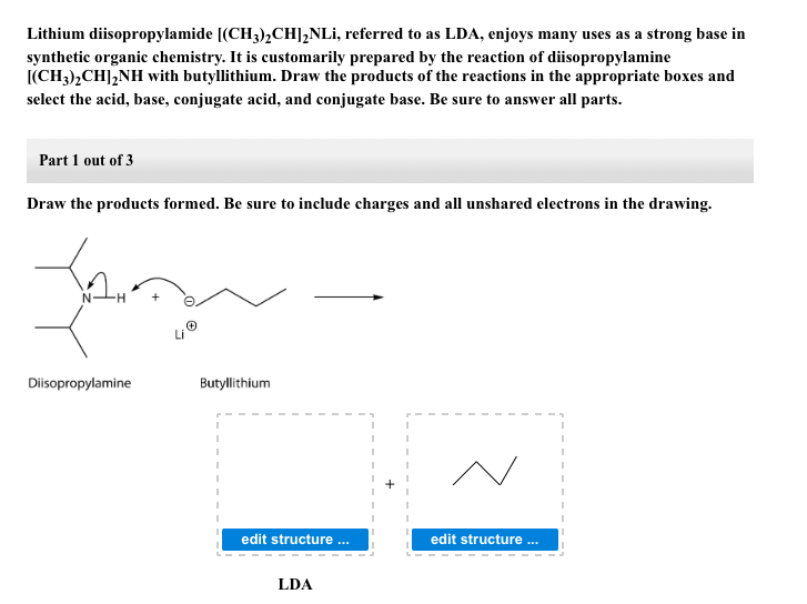 Solved Lithium diisopropylamide I(CH3)2CHI2NLi, referred to | Chegg.com