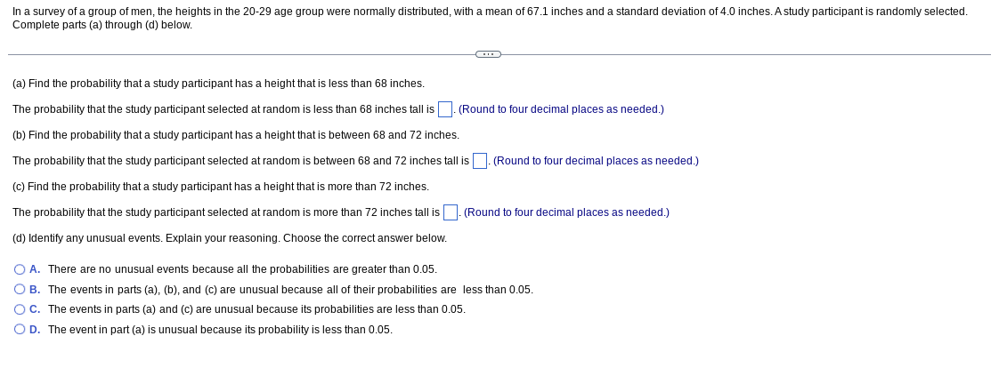 Solved In a survey of a group of men, the heights in the | Chegg.com