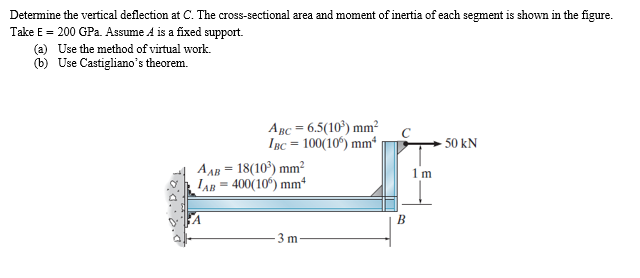 Solved Determine the vertical deflection at C. The | Chegg.com