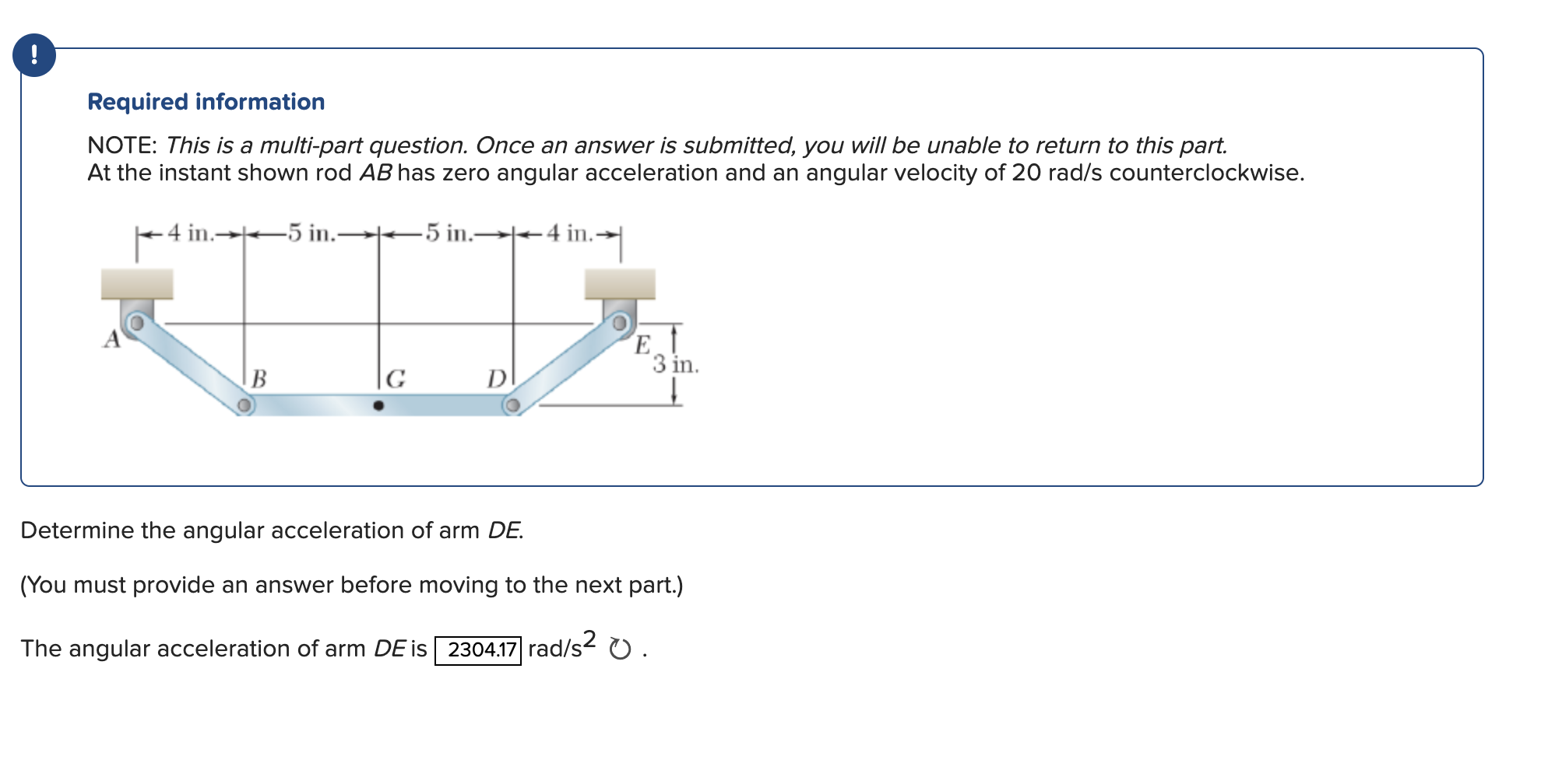 Solved At The Instant Shown Rod Ab Has Zero Angular