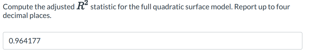 For the full quadratic surface model, suppose the | Chegg.com
