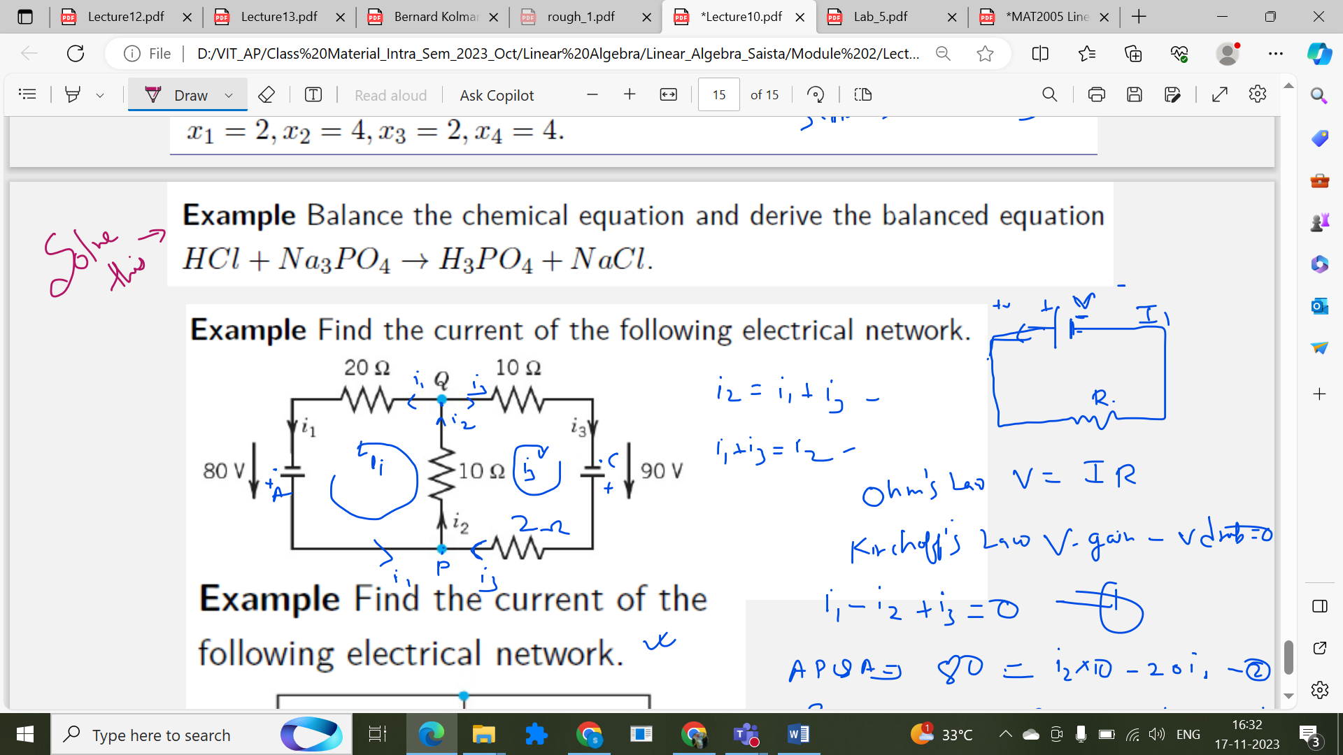 Solved Example Balance the chemical equation and derive the | Chegg.com