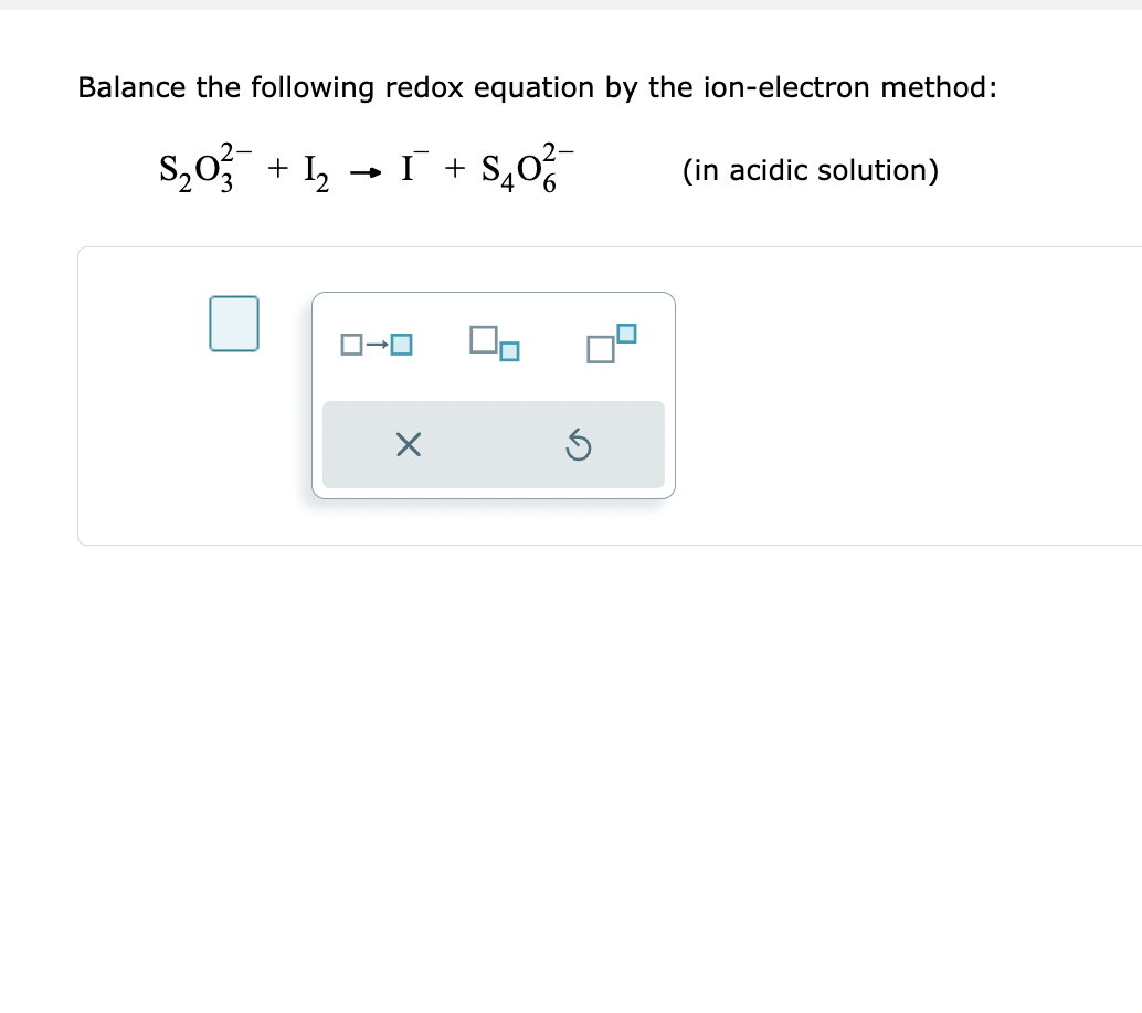 Solved Balance the following redox equation by the | Chegg.com
