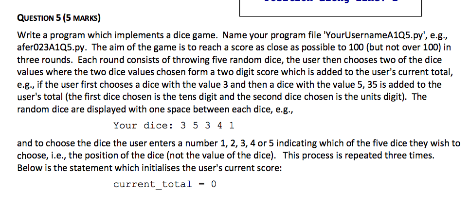 Solved QUESTION 5 (5 MARKs) Write a program which implements | Chegg.com