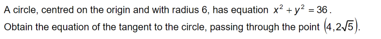Solved A circle, centred on the origin and with radius 6 , | Chegg.com Solved A circle, centred on the origin and with radius 6 , | Chegg.com