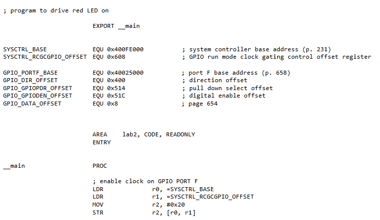 Solved Write an ARM assembly program that will blink the | Chegg.com