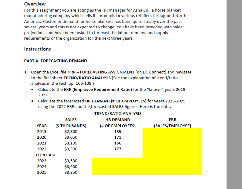 Solved Overview For this assignment you are acting as the HR | Chegg.com