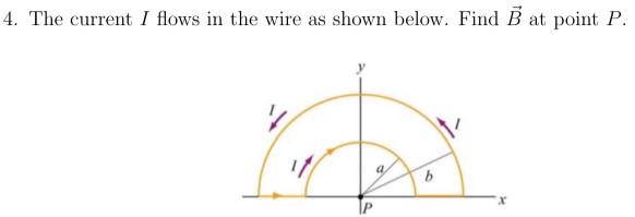 Solved 4. The current I flows in the wire as shown below. | Chegg.com