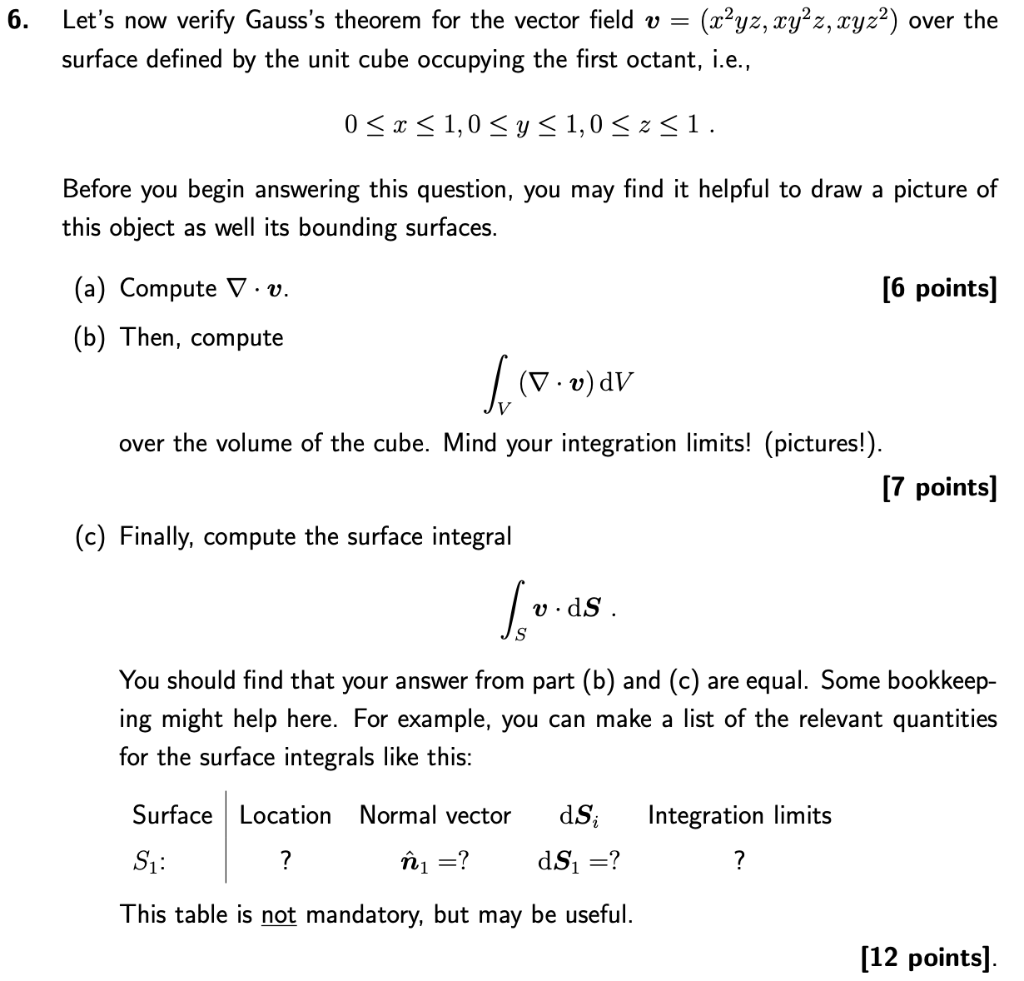 Solved Let's now verify Gauss's theorem for the vector field | Chegg.com