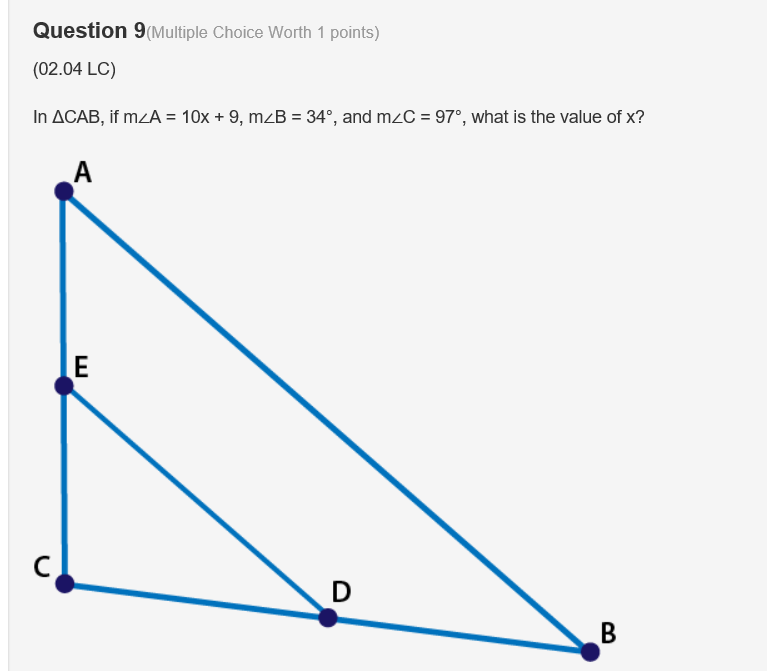 Solved Question 9 (Multiple Choice Worth 1 points) (02.04 | Chegg.com