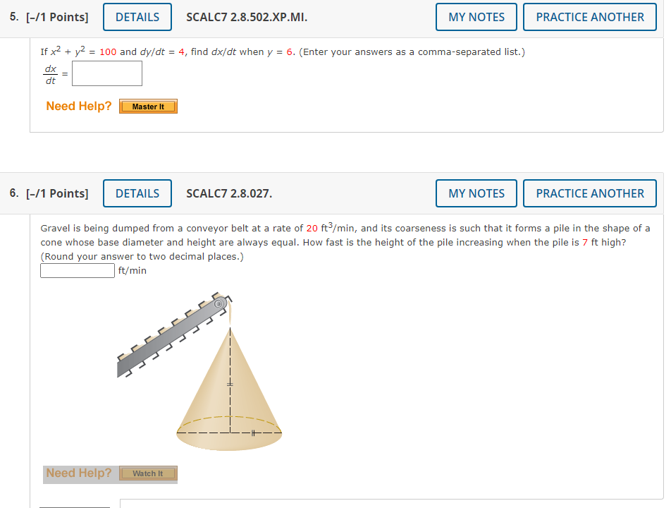 Solved If x2+y2=100 and dy/dt=4, find dx/dt when y=6. (Enter | Chegg.com