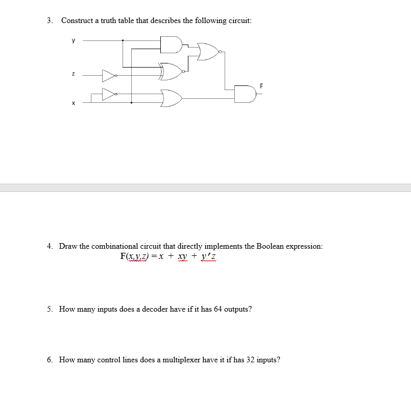 Solved 3. Construct a truth table that describes the | Chegg.com