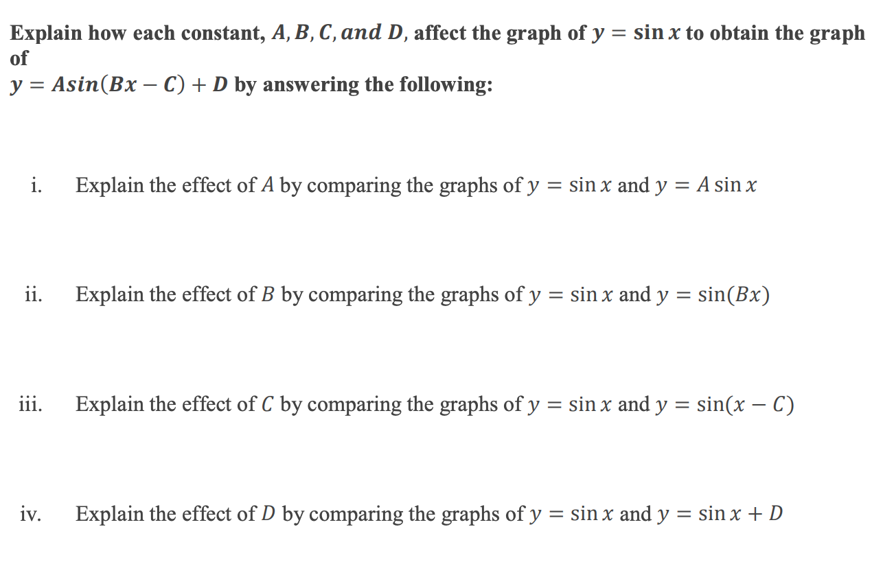 Solved Explain how each constant, A, B, C, and D, affect the | Chegg.com