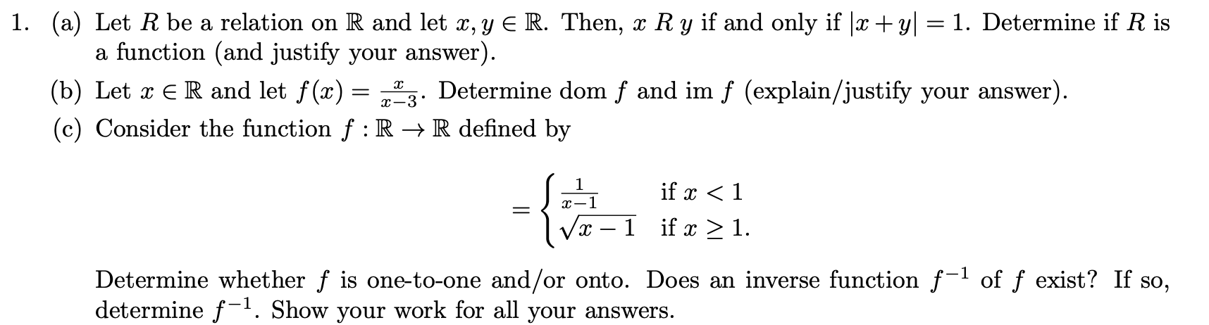 Solved 1. (a) Let R be a relation on R and let x, y E R. | Chegg.com