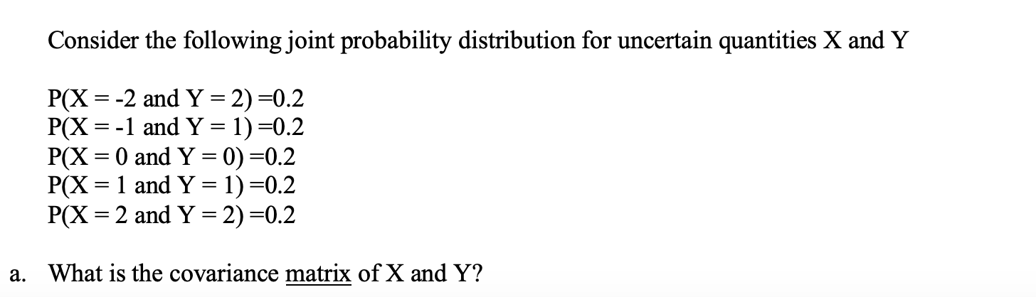 Consider the following joint probability distribution | Chegg.com