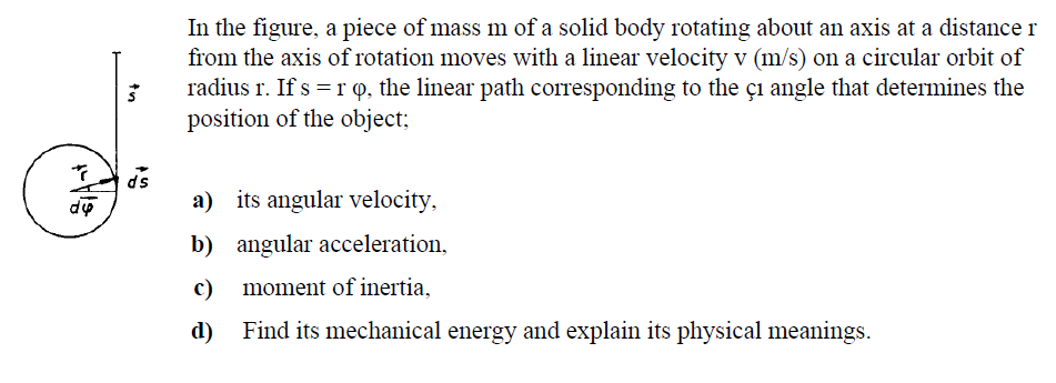 Solved In the figure, a piece of mass m of a solid body | Chegg.com