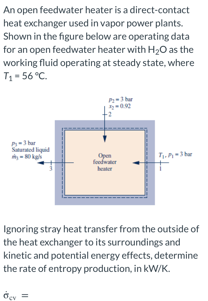 Solved An open feedwater heater is a direct-contact heat | Chegg.com